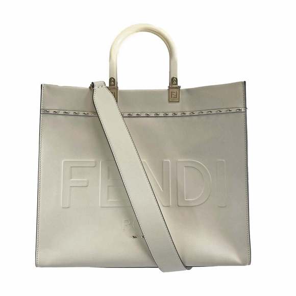 Fendi | Bags | Fendi Plexiglass Handle Sunshine Medium Cream Shopper Tote W Shoulder Strap ...